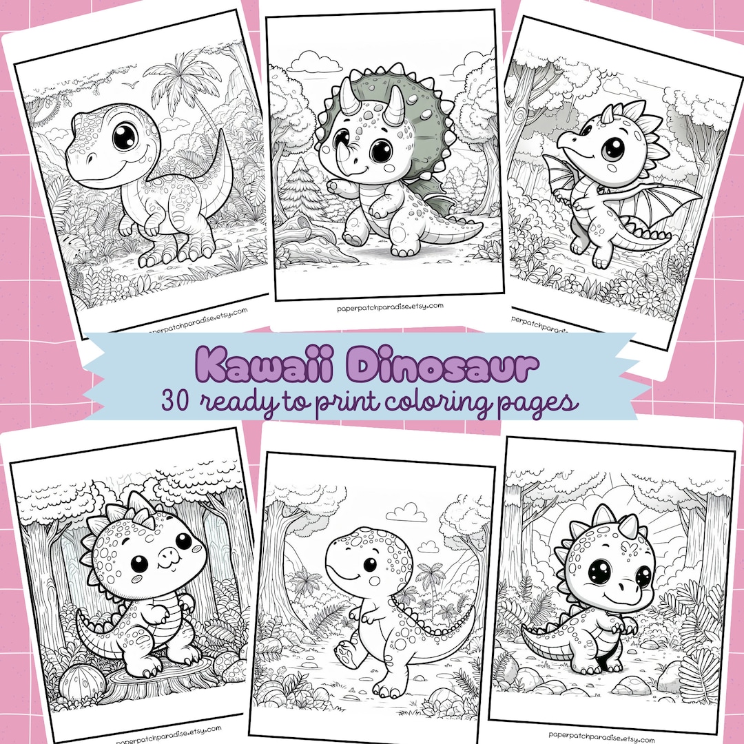 Kawaii Dinosaur Coloring Pages Printable Cute Dino Coloring Sheets Baby ...