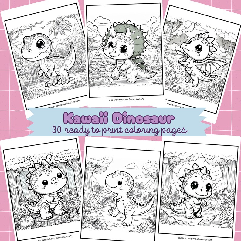 Kawaii Dinosaur Coloring Pages Printable Cute Dino Coloring Sheets Baby ...