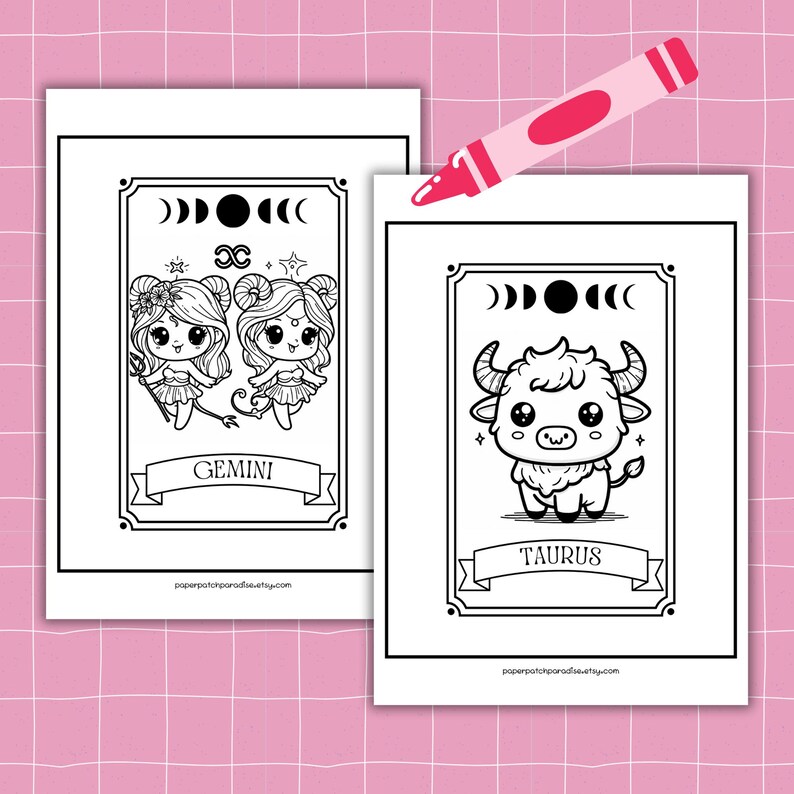 Zodiac Signs Coloring Pages Printable Kawaii Tarot Cards Coloring ...