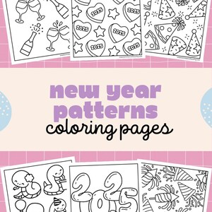New Year Pattern Coloring Pages Printable Cute Happy New Year 2025 ...