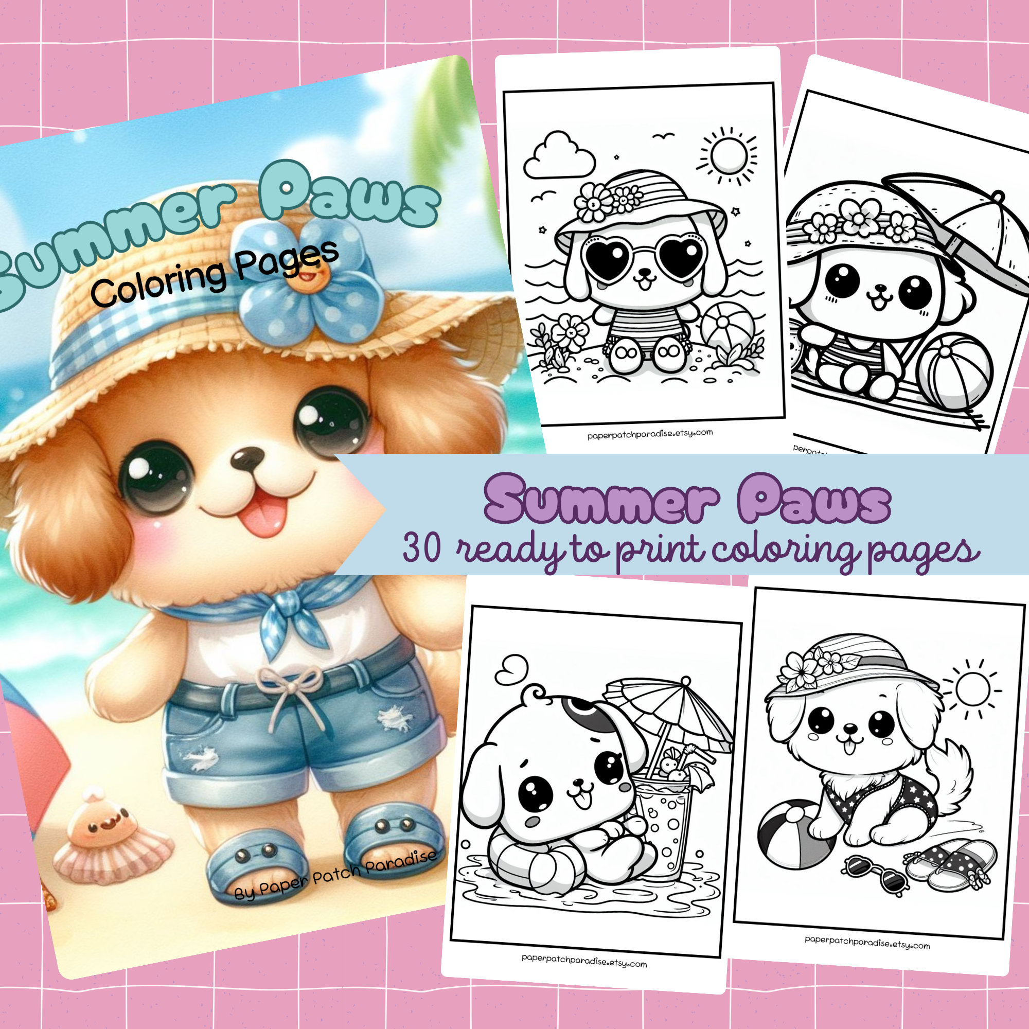 Summer Coloring Pages Printable Cute Dog Coloring Sheets Instant ...