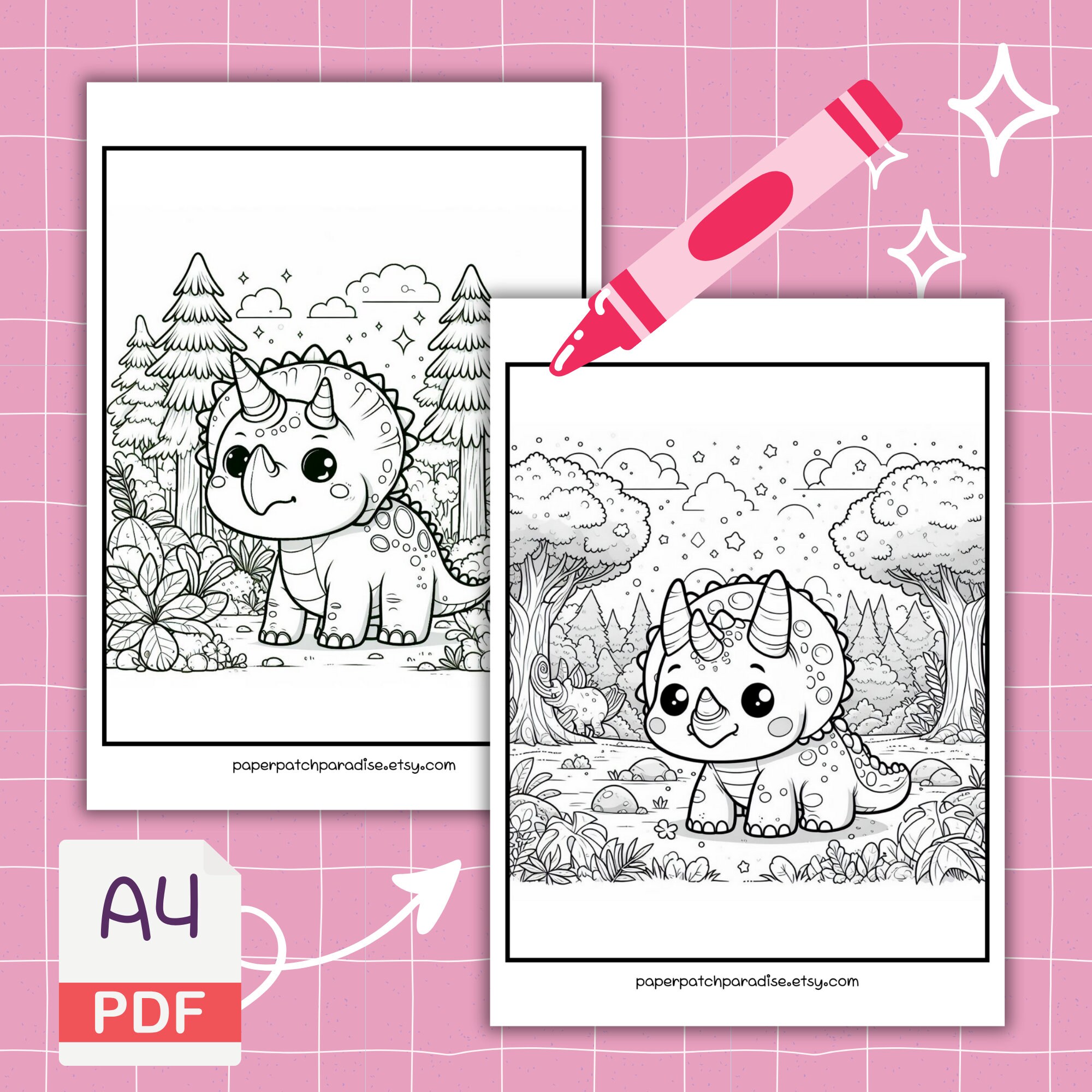 Kawaii Dinosaur Coloring Pages for Adults Printable Cute Dinosaur ...