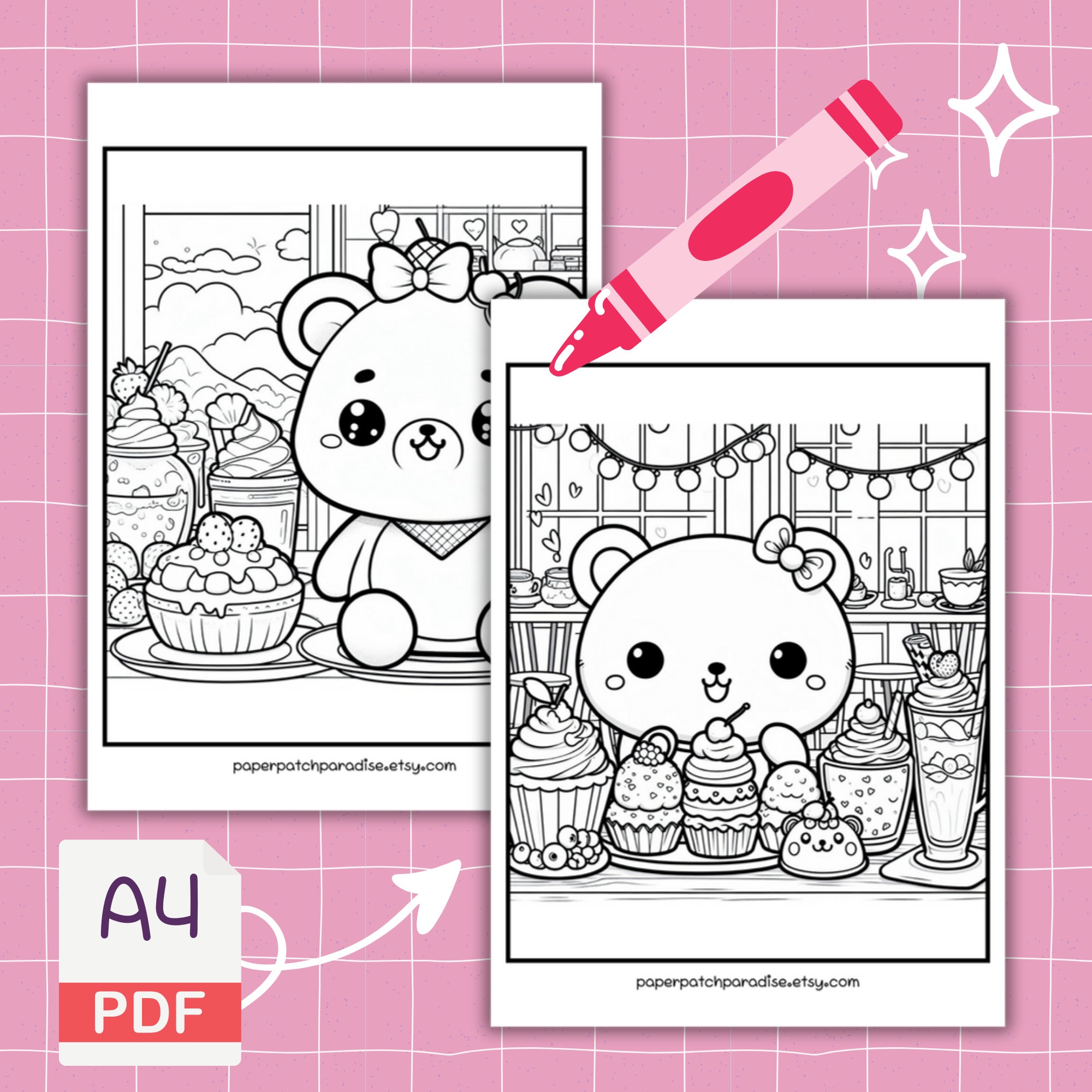 Kawaii Bear Coloring Pages Printable Cute Bear Coloring Sheets Animals ...