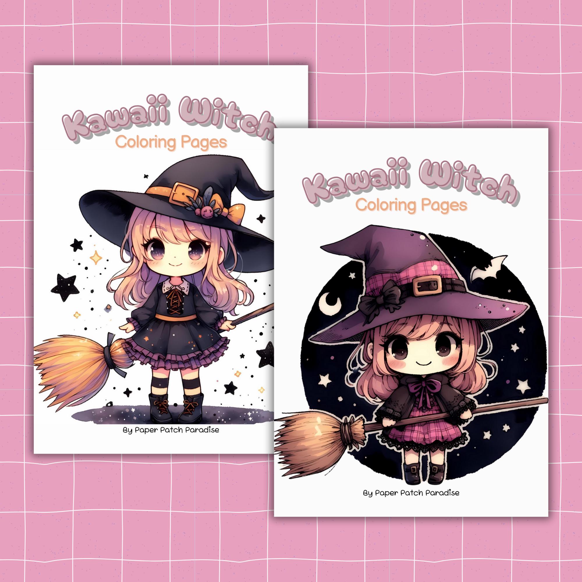 Kawaii Witch Coloring Pages Printable Pastel Goth Coloring Cute Creepy ...