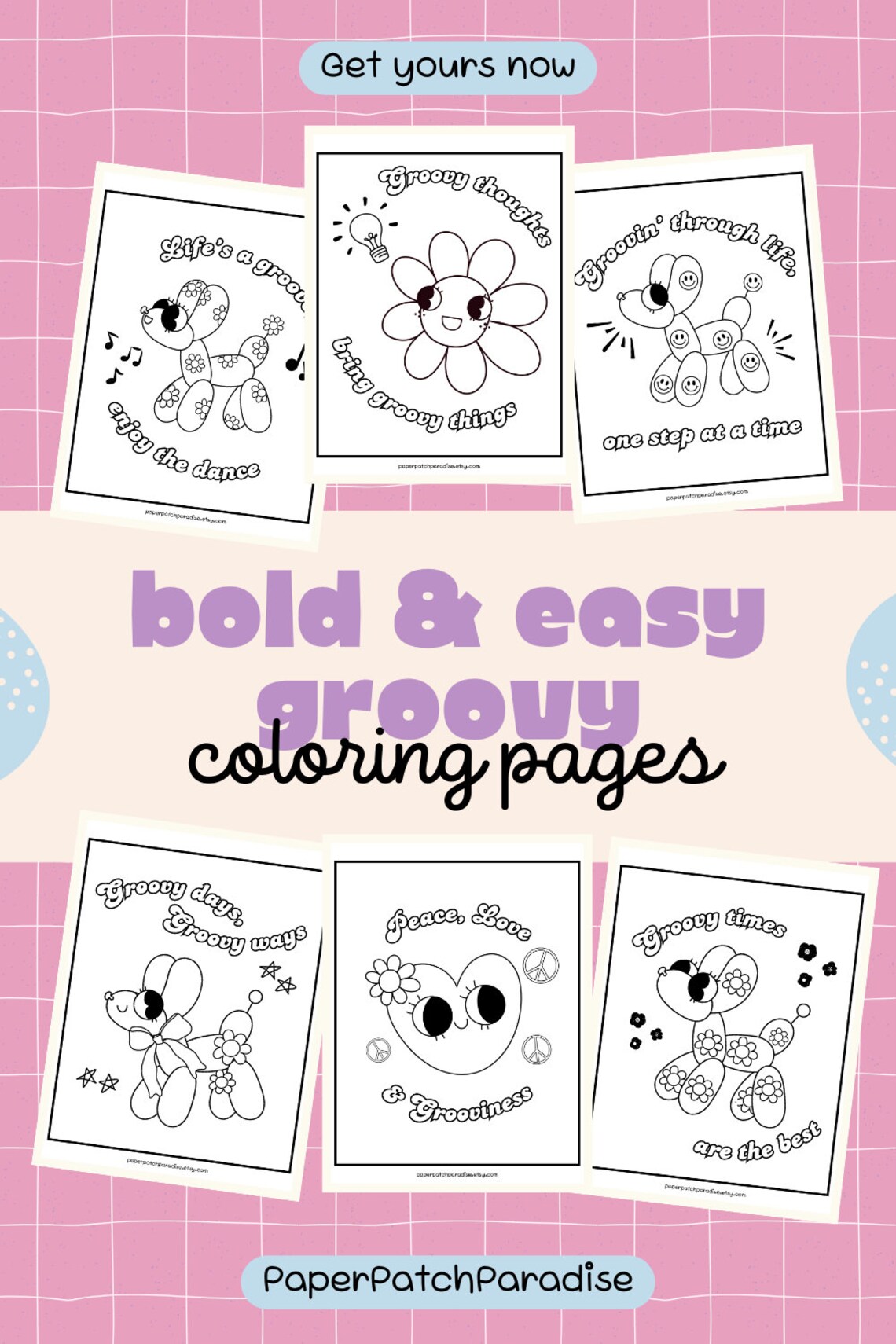 Bold and Easy Cute and Groovy Coloring Pages Printable Retro Coloring ...
