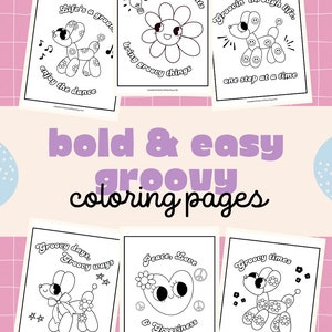 Bold and Easy Cute and Groovy Coloring Pages Printable Retro Coloring ...
