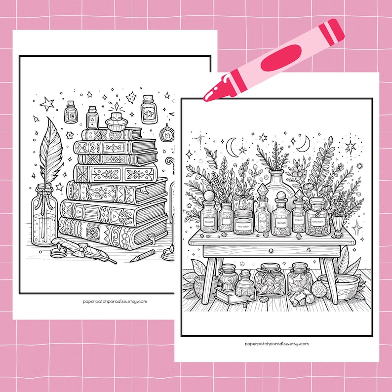 Magic Potions & Spell Coloring Pages Printable Cute Witchy Coloring ...