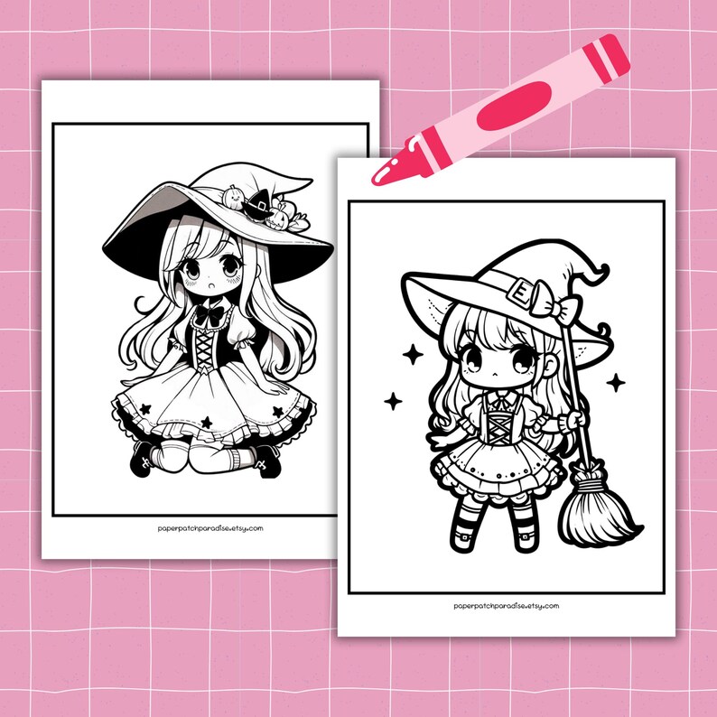 Kawaii Witch Coloring Pages Printable Pastel Goth Coloring Cute Creepy ...