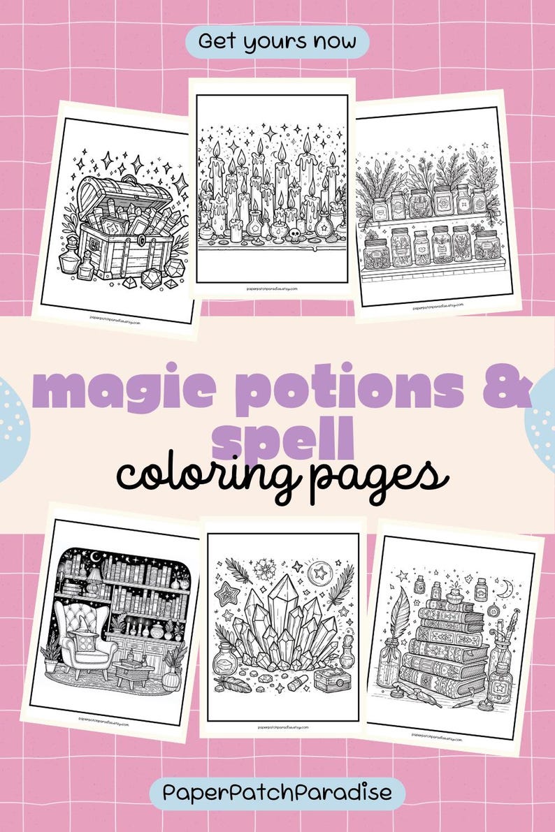 Magic Potions & Spell Coloring Pages Printable Cute Witchy Coloring ...