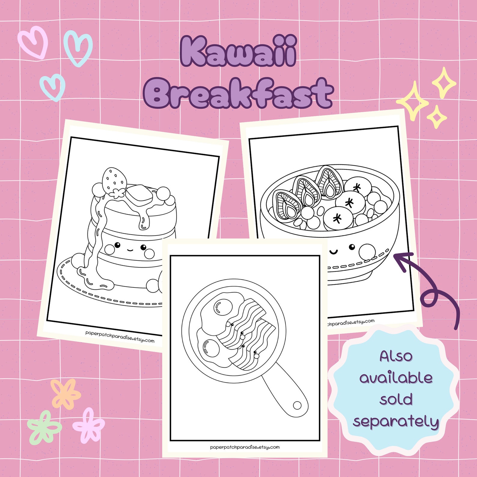 Food and Drinks Coloring Pages Printable Kawaii Snacks Coloring Sheets ...
