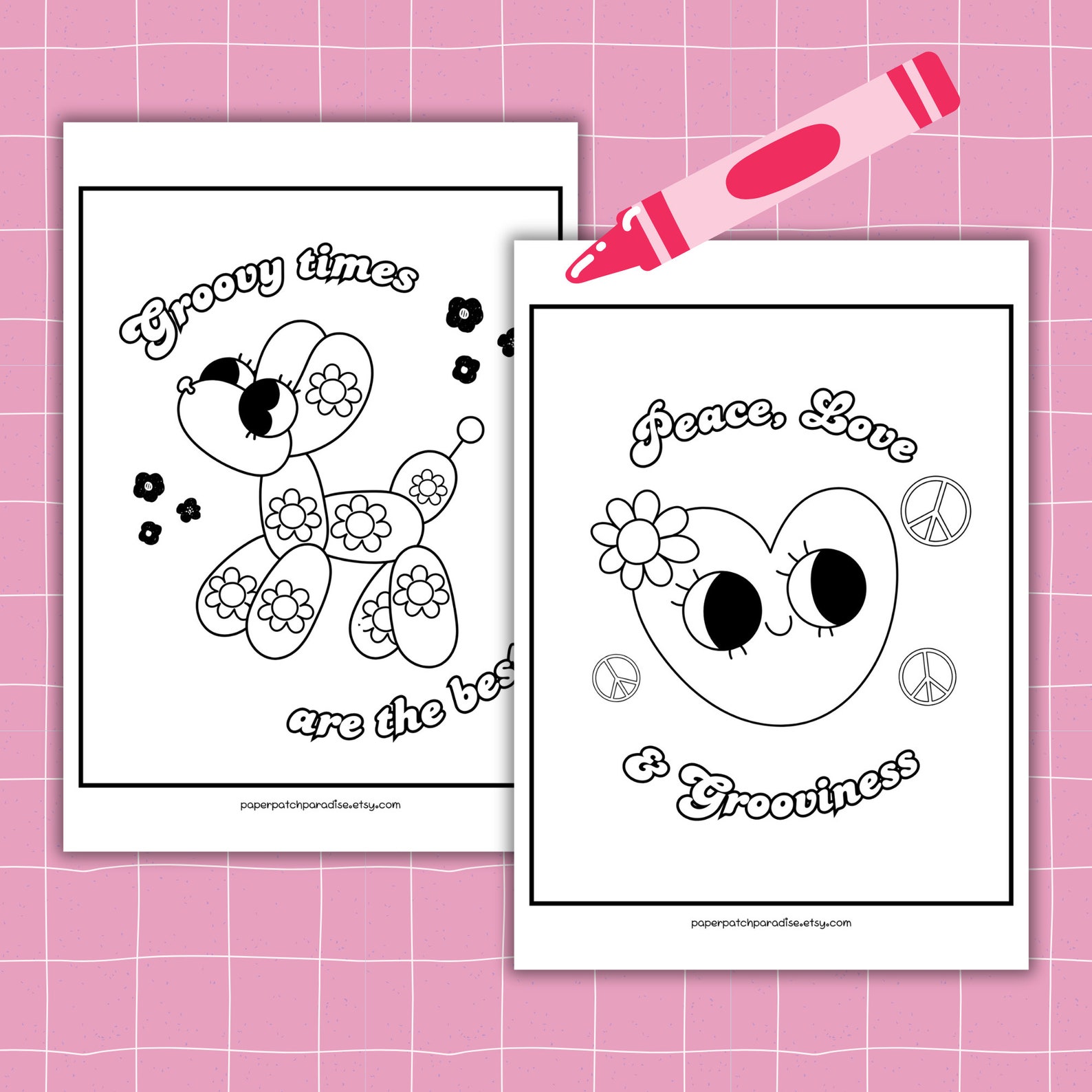 Bold and Easy Cute and Groovy Coloring Pages Printable Retro Coloring ...