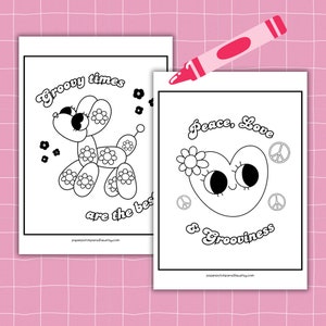 Bold and Easy Cute and Groovy Coloring Pages Printable Retro Coloring ...