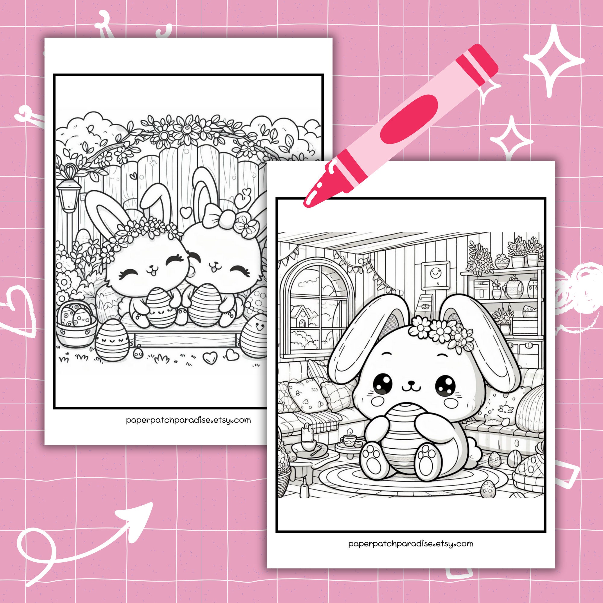 Kawaii Easter Coloring Pages Printable Easter Cute Bunny Coloring ...