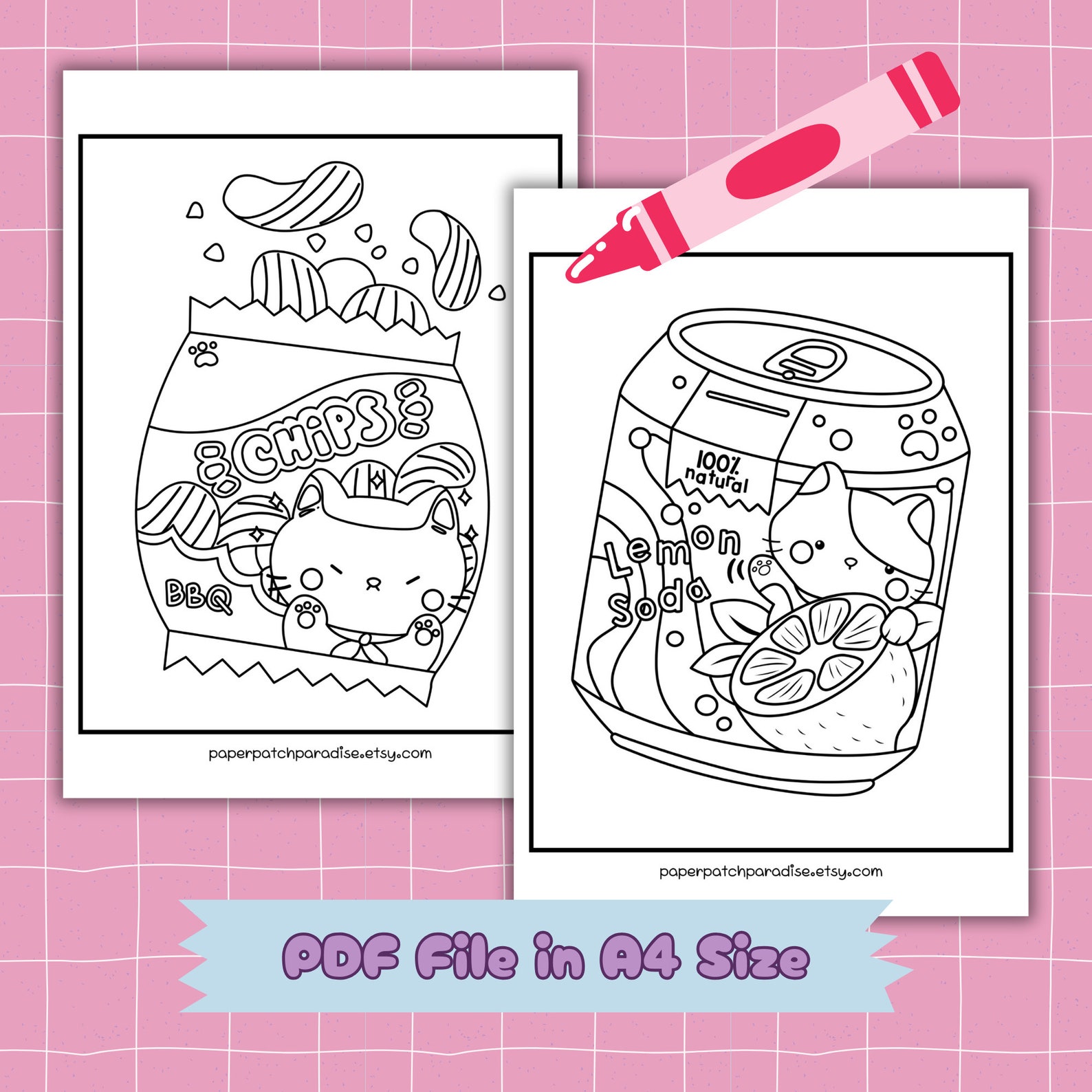 Food and Drinks Coloring Pages Printable Kawaii Snacks Coloring Sheets ...
