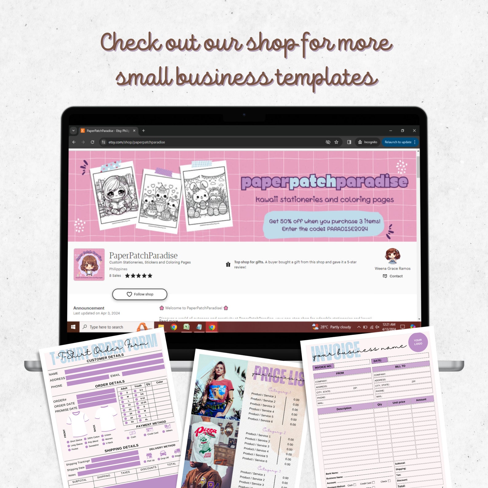 Invoice Template and Receipt Template Editable Simple Small Business ...