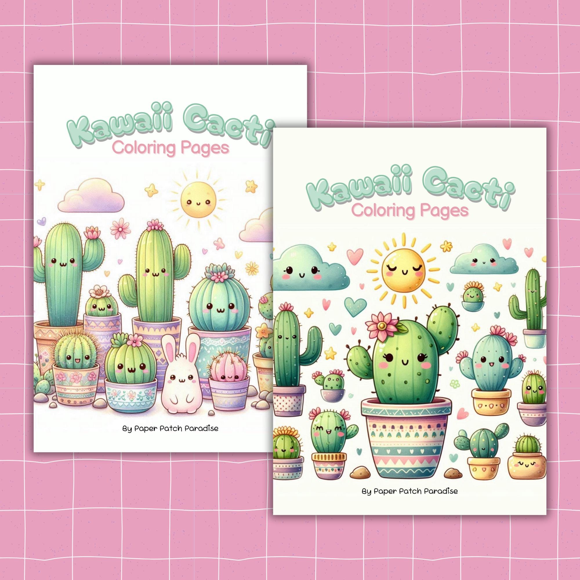 Kawaii Cacti Coloring Pages Printable Cute Plants Coloring Sheets ...