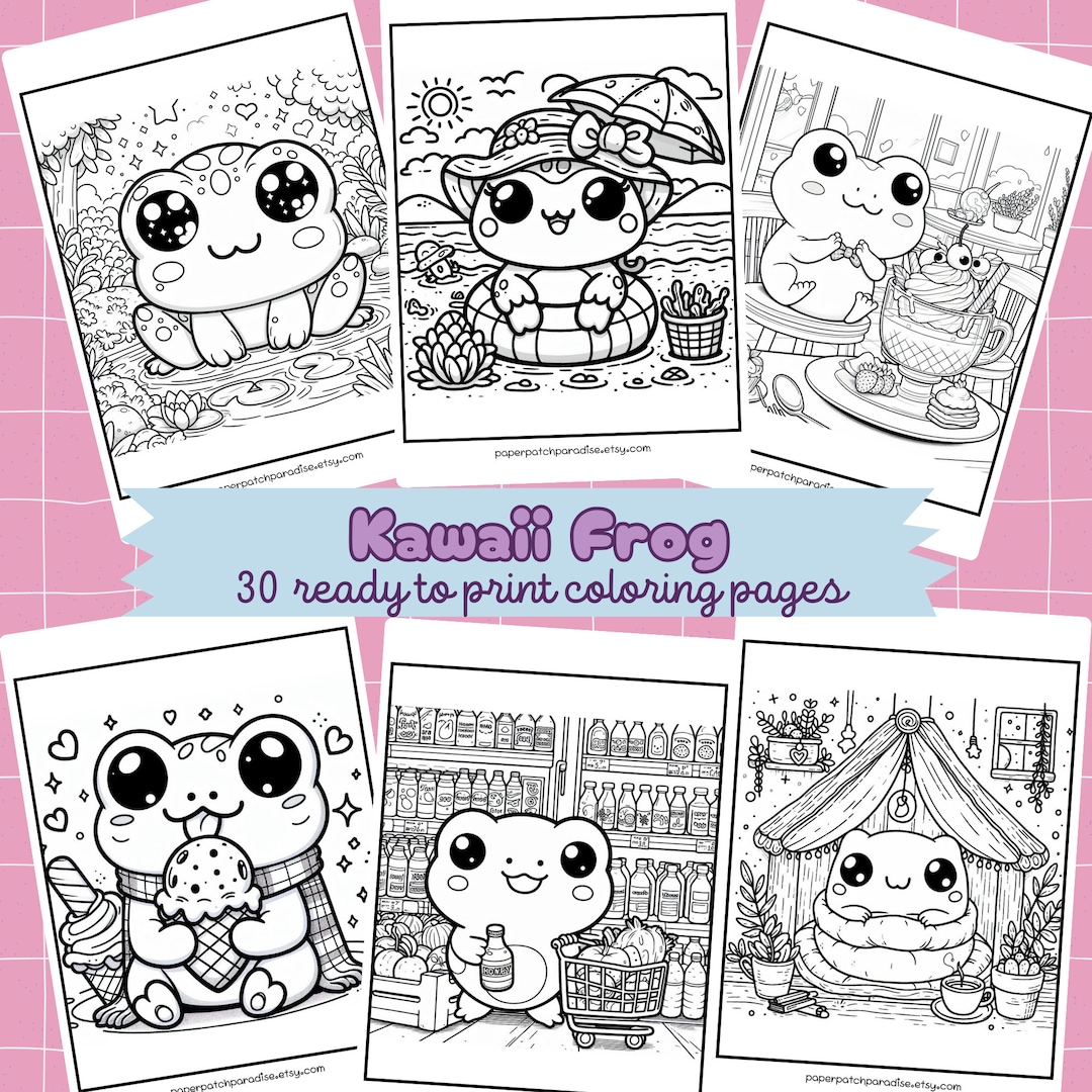 Kawaii Frog Coloring Pages Printable Cute Cozy Frog Toads Coloring ...