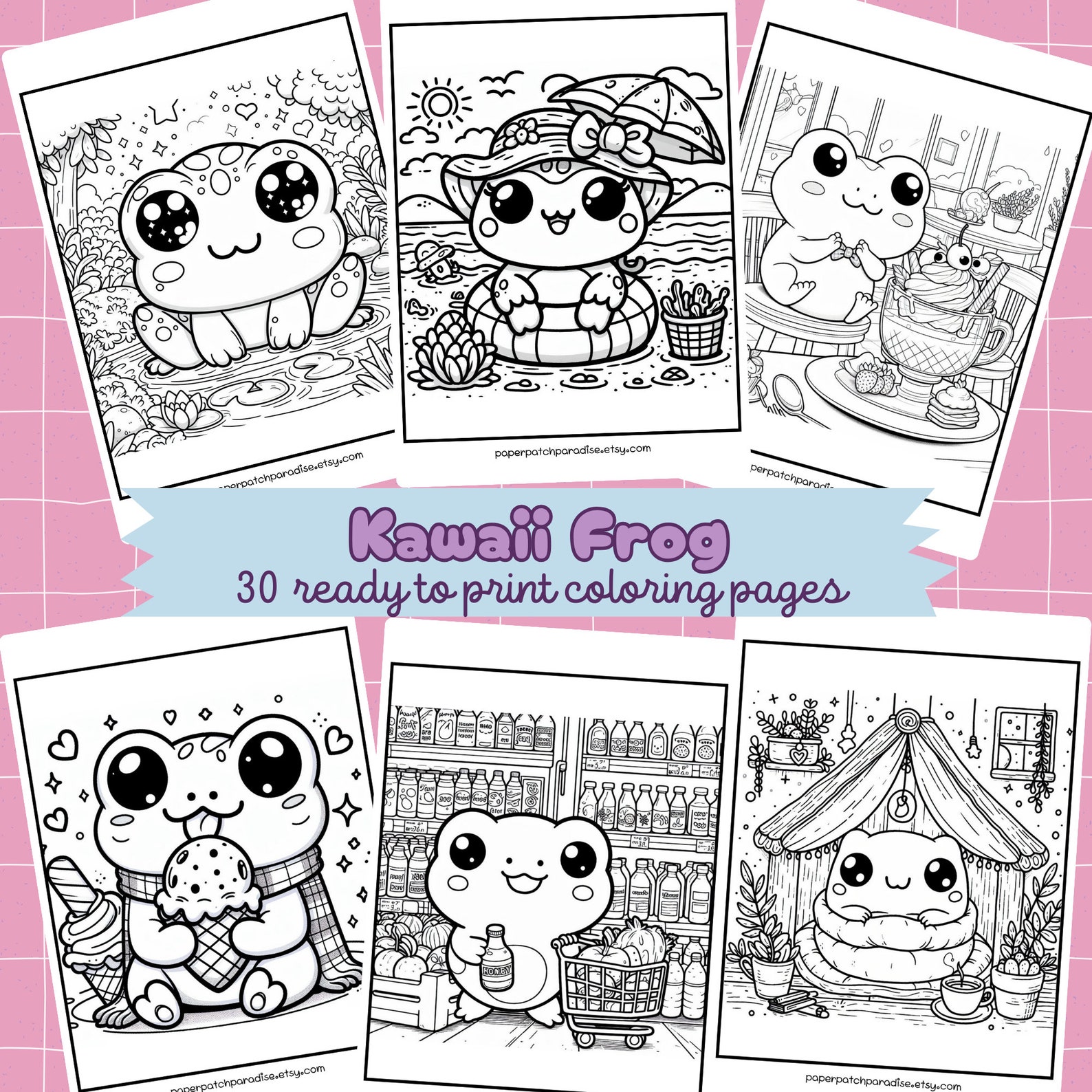 Kawaii Frog Coloring Pages Printable Cute Cozy Frog Toads Coloring ...