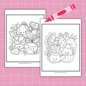 Kawaii Plants Coloring Pages Printable Cute Flower Coloring Sheets ...