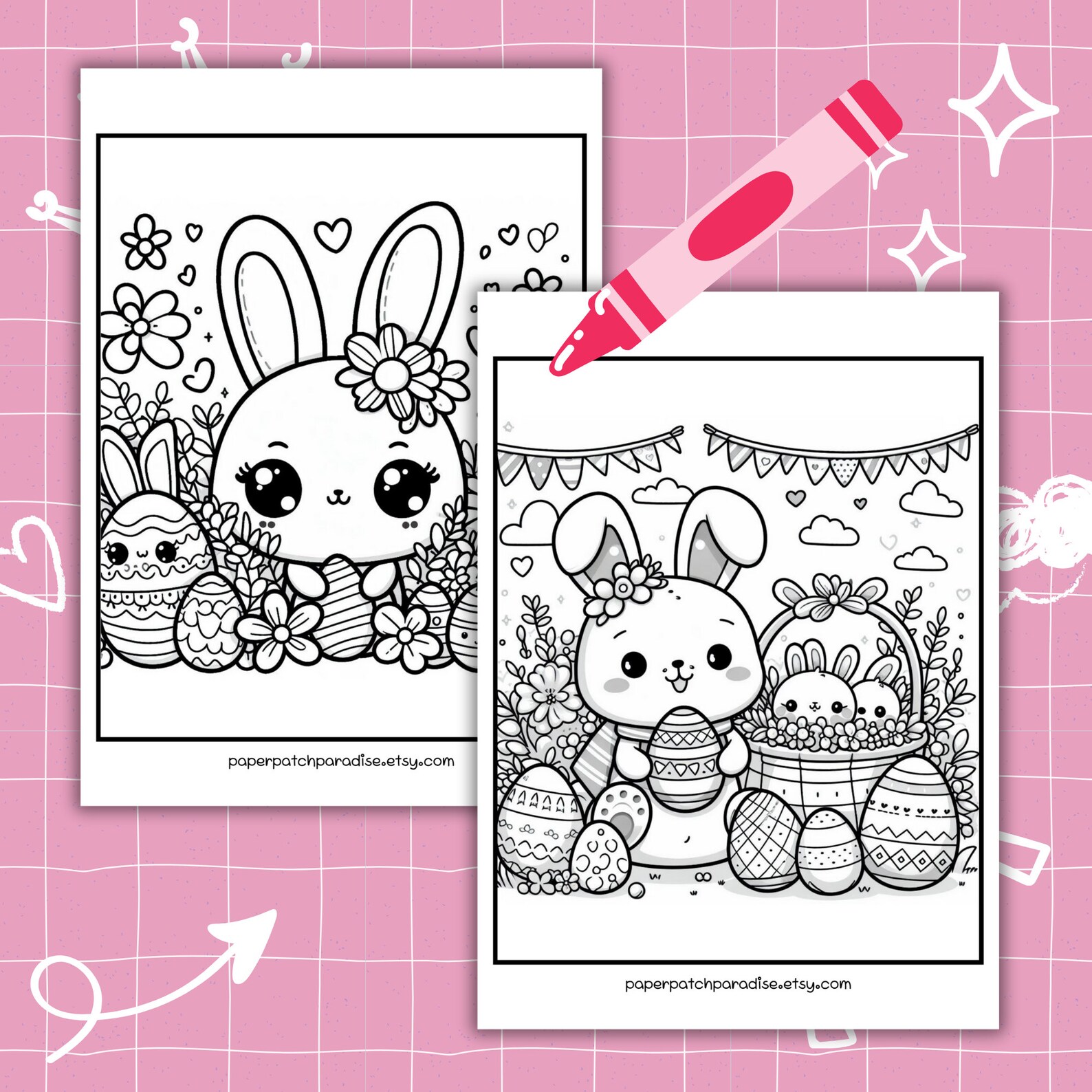 Kawaii Easter Coloring Pages Printable Easter Cute Bunny Coloring ...
