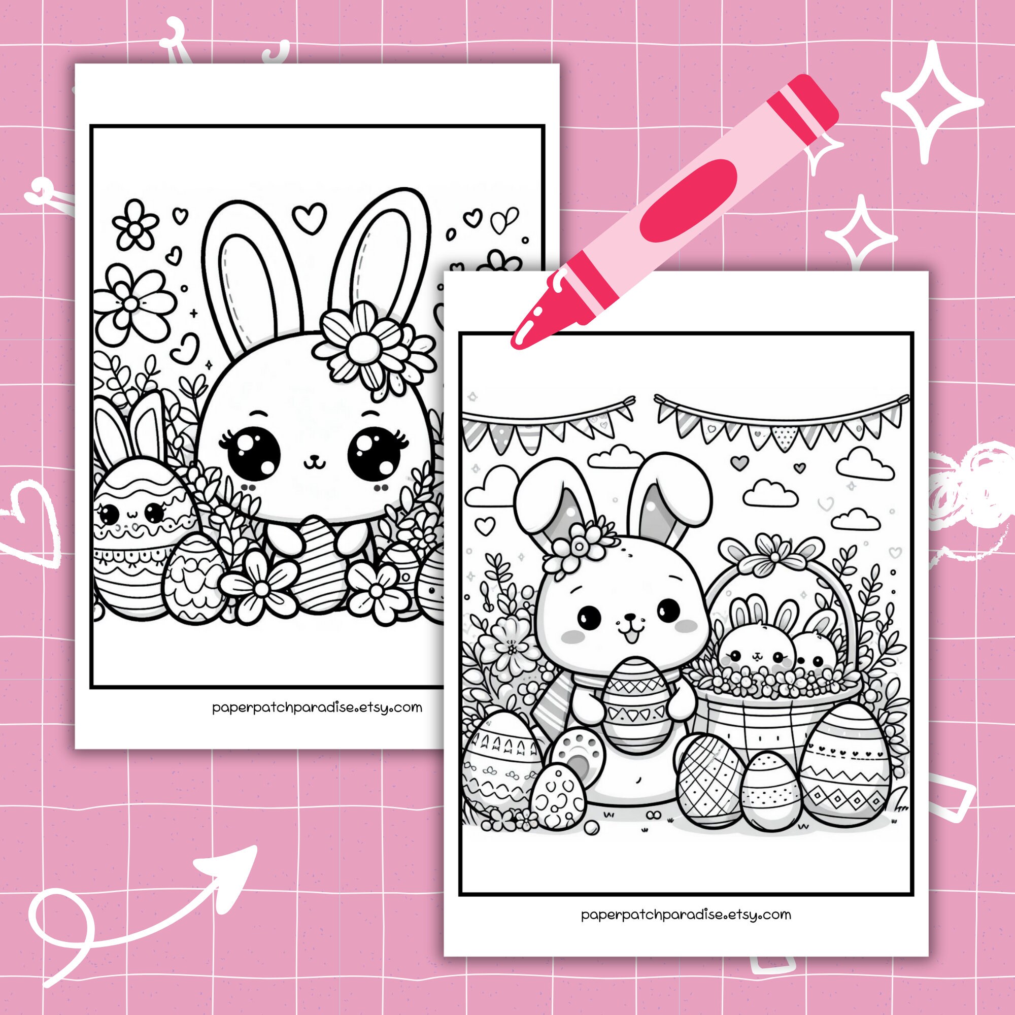 Kawaii Easter Coloring Pages Printable Easter Cute Bunny Coloring ...