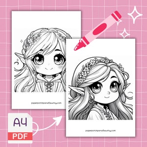 Enchanted Elf Coloring Pages Printable Kawaii Elf Girl Coloring Sheet ...