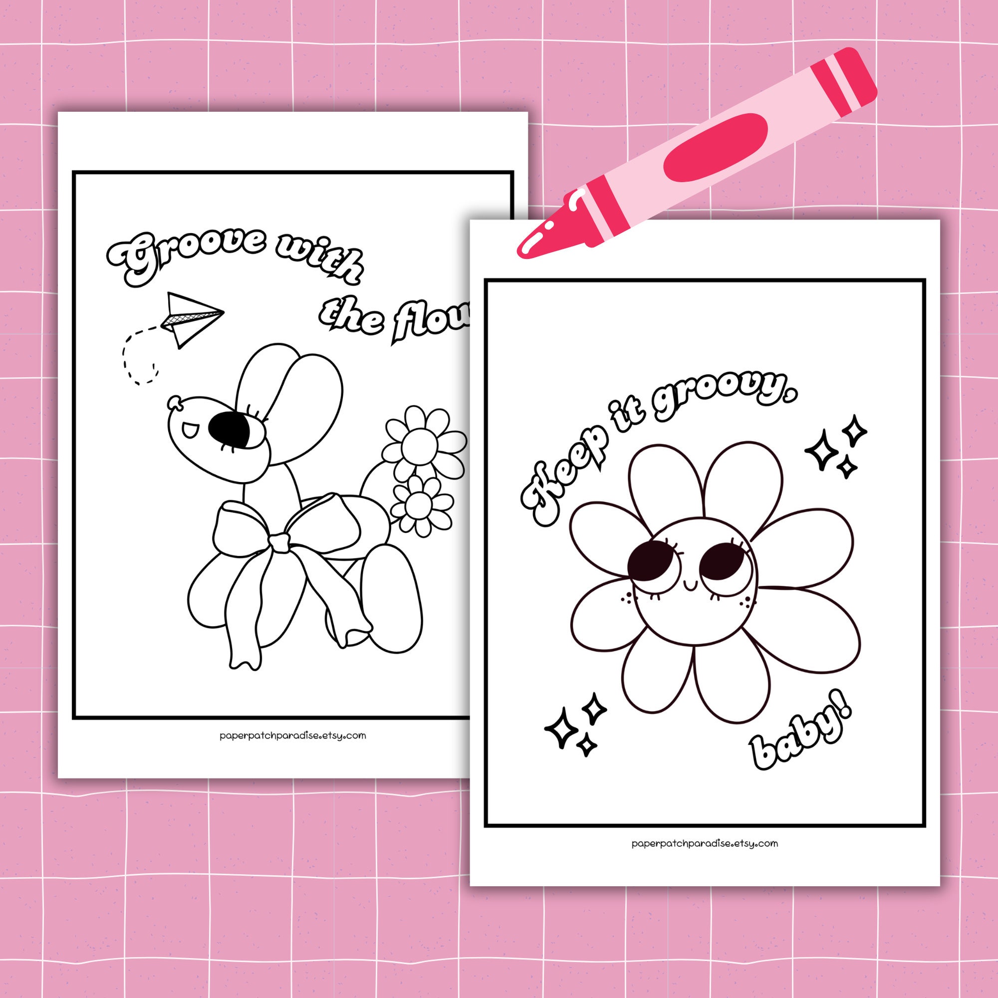 Bold and Easy Cute and Groovy Coloring Pages Printable Retro Coloring ...
