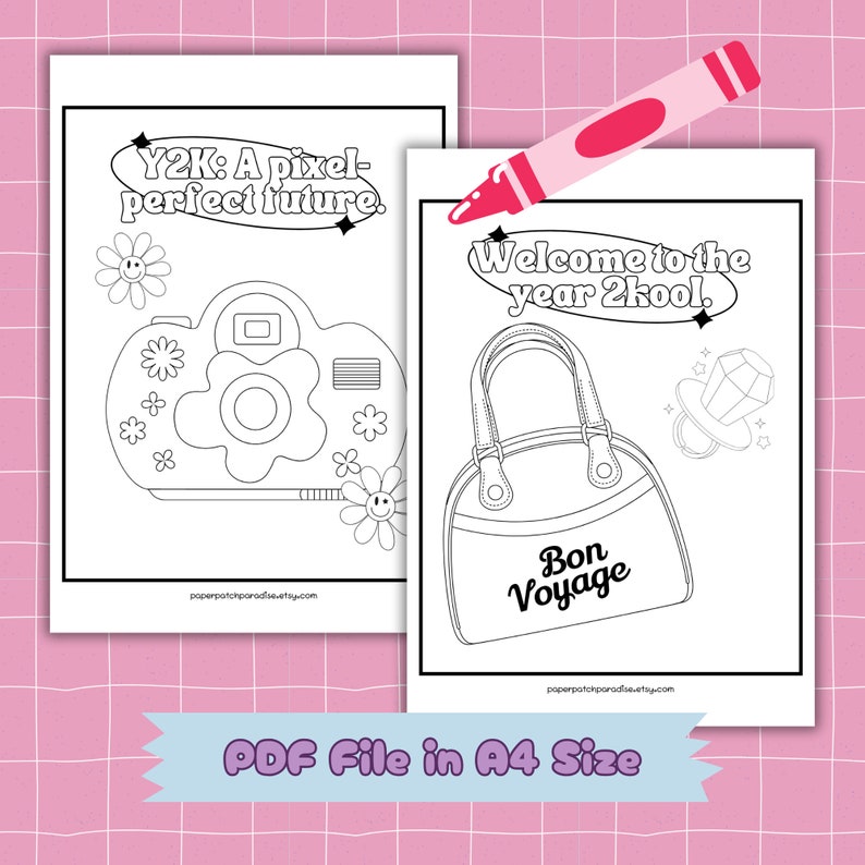 Bold and Easy Y2K Coloring Pages Printable Cute 2000s Fashion Coloring ...