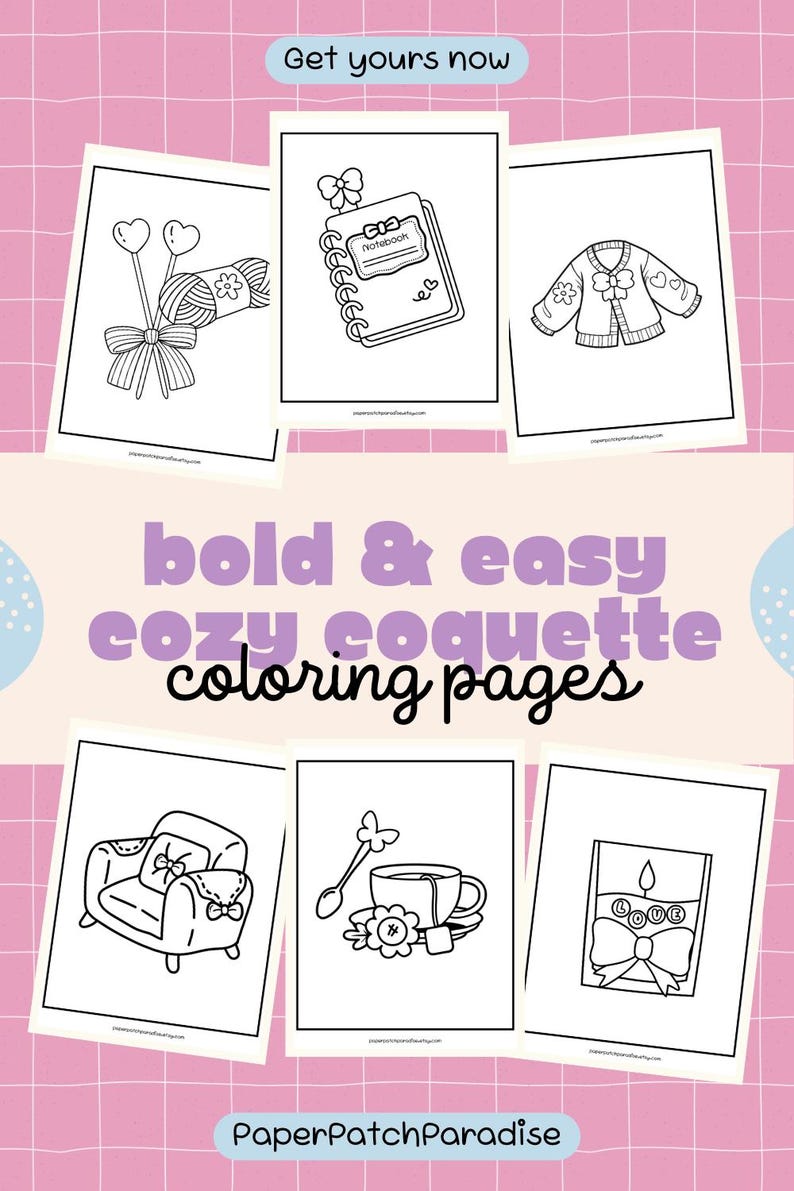 Cozy Coquette Coloring Pages Printable Cute Girly Coloring Sheets Bold ...