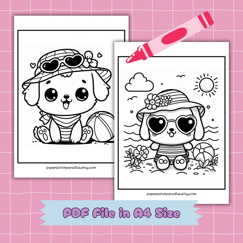 Summer Coloring Pages Printable Cute Dog Coloring Sheets Instant ...