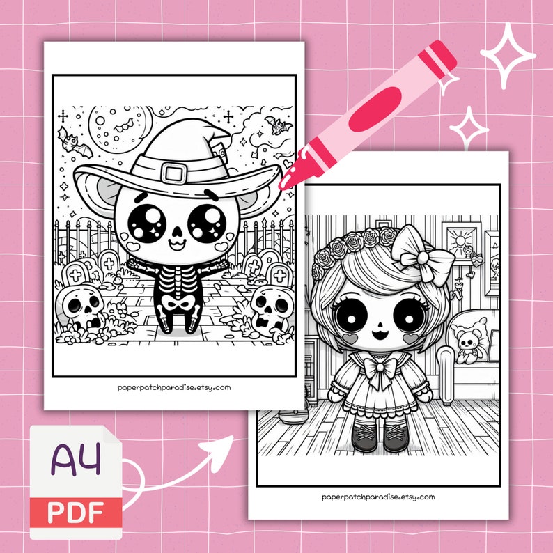 Creepy Kawaii Coloring Pages Printable Pastel Goth Coloring Sheets ...