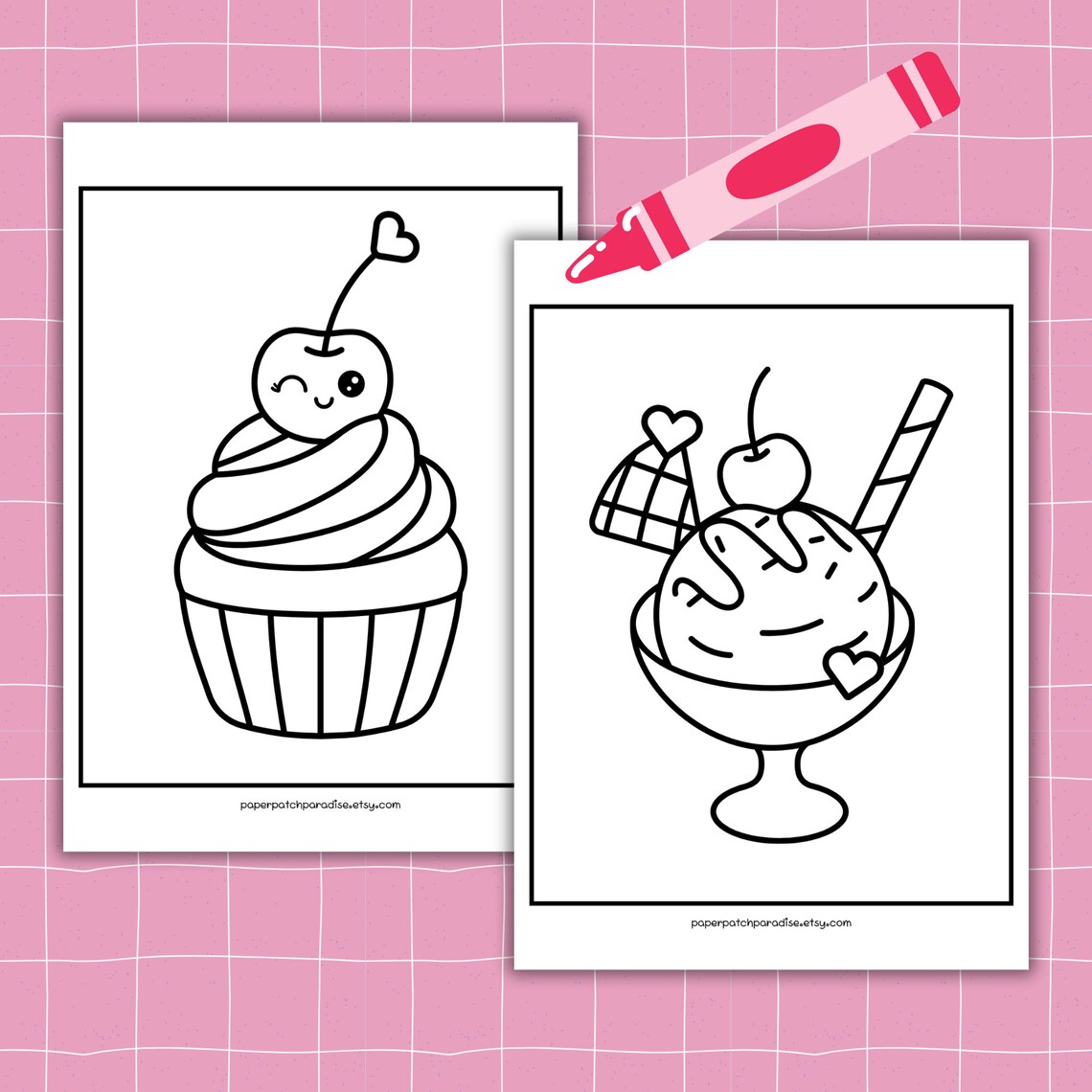 Bold and Easy Food and Drink Coloring Pages Printable Kawaii Sweets ...