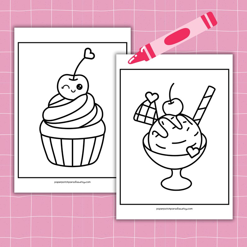 Bold and Easy Food and Drink Coloring Pages Printable Kawaii Sweets ...