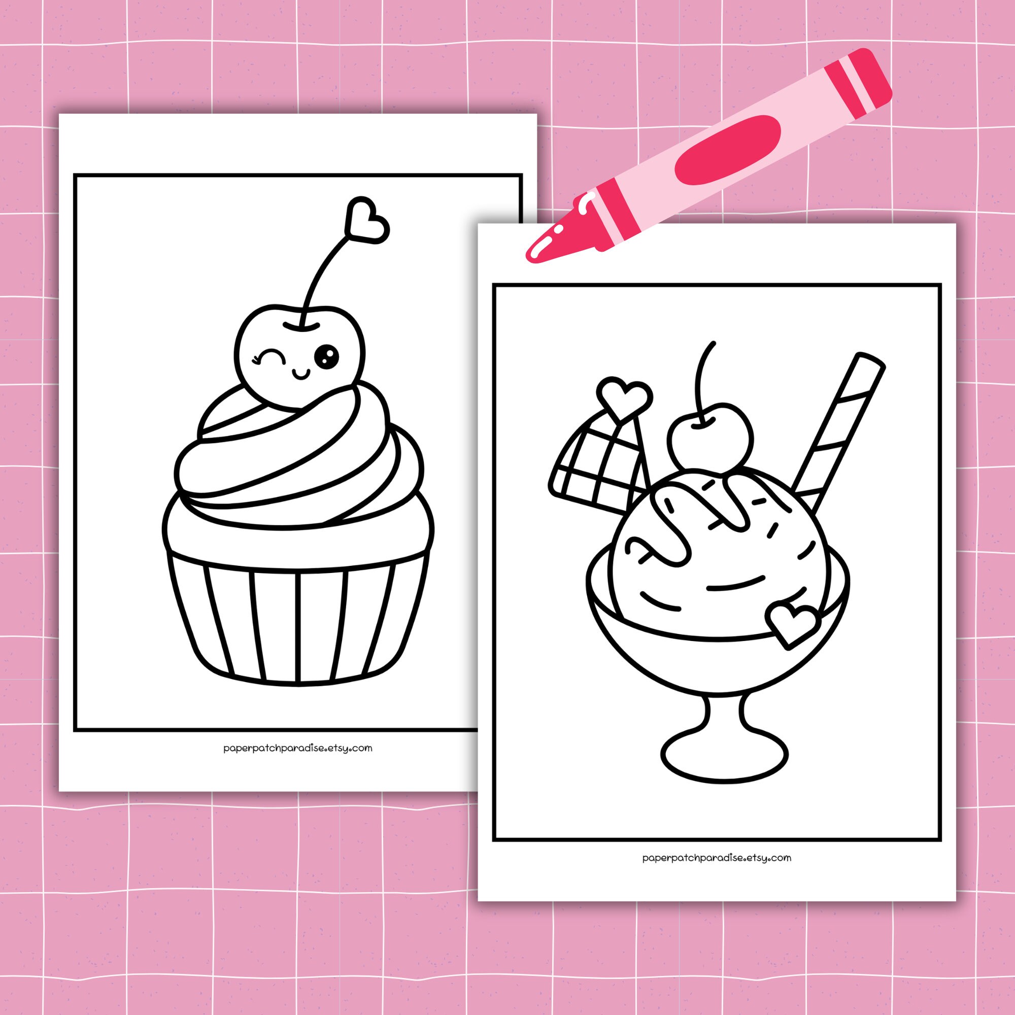 Bold and Easy Food and Drink Coloring Pages Printable Kawaii Sweets ...