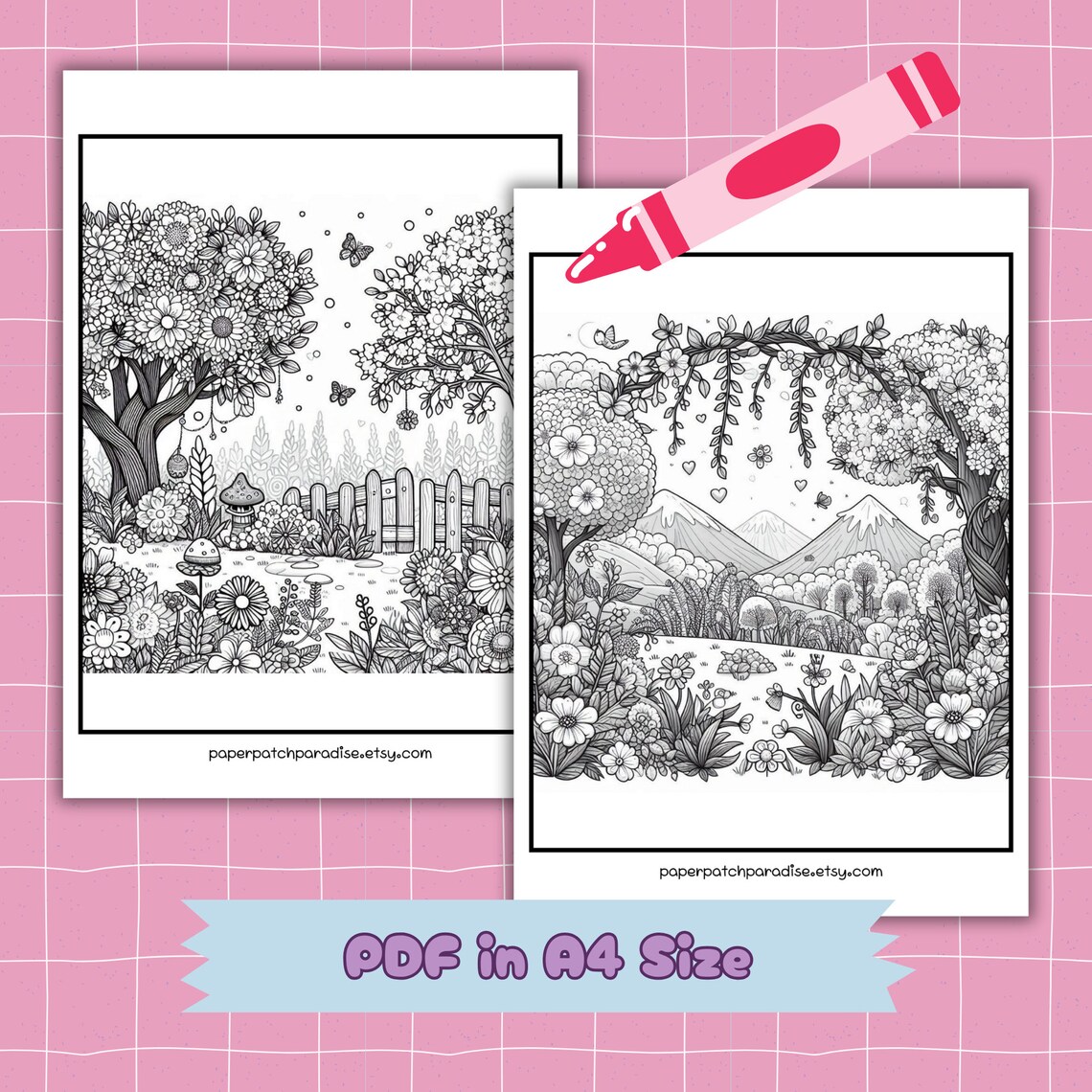 Enchanted Garden Coloring Pages Printable Grayscale Coloring Sheets ...