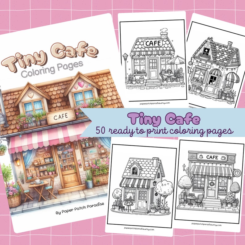Tiny Cafe Coloring Pages Printable Cute Storefront Coloring Sheets ...