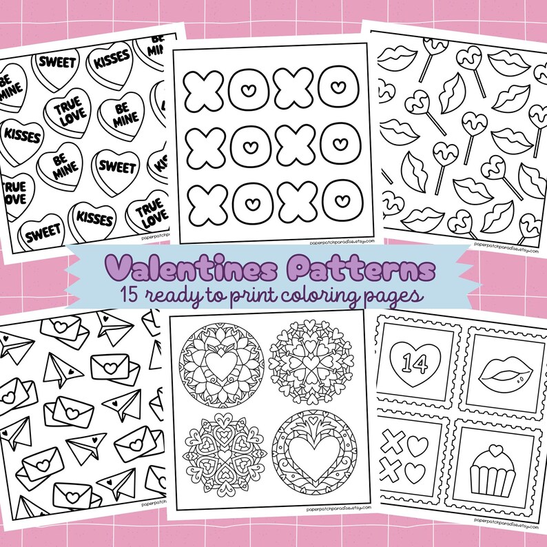 Valentines Pattern Coloring Pages Printable Cute Heart Patterns ...