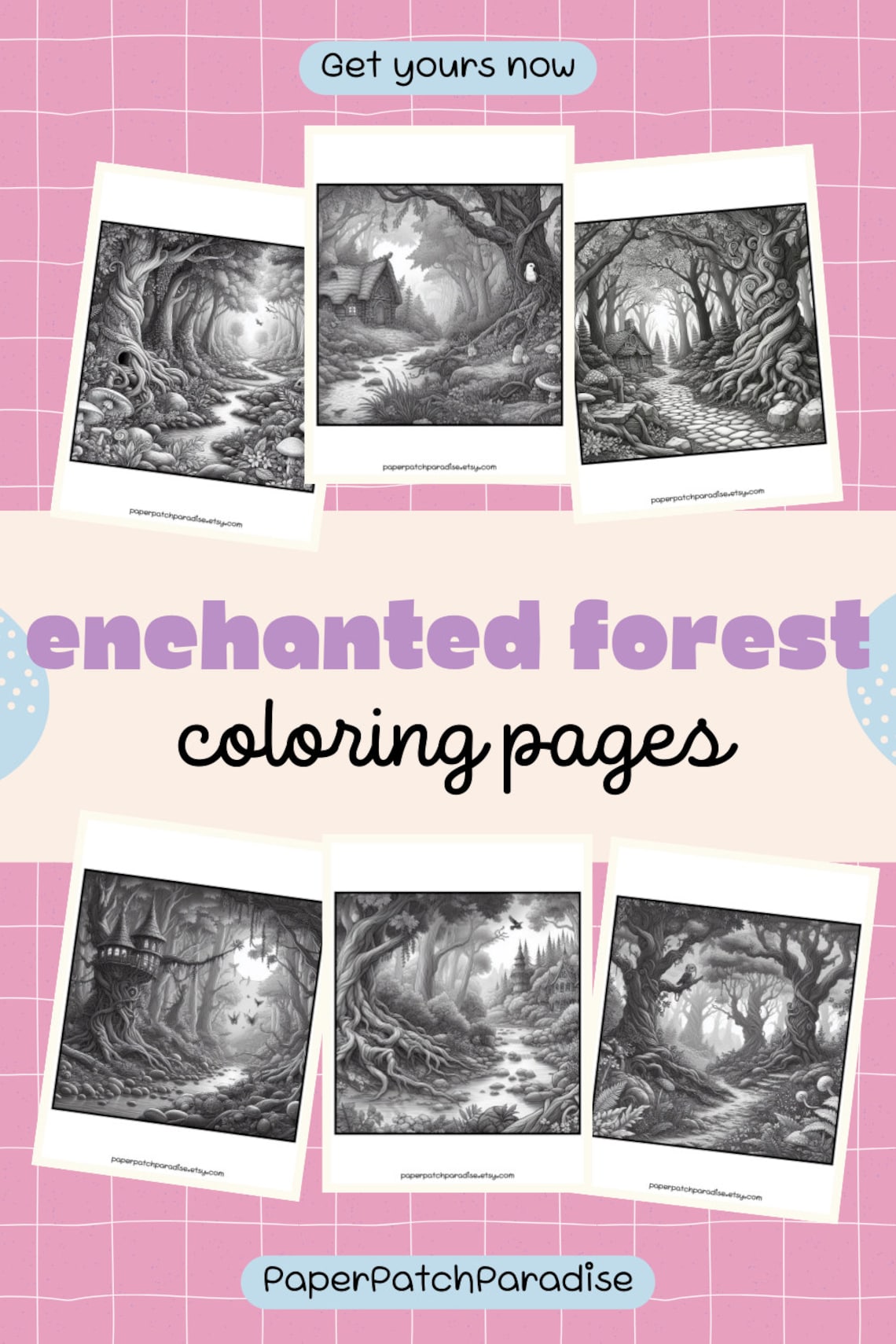 Enchanted Forest Coloring Pages Printable Grayscale Coloring Sheets ...