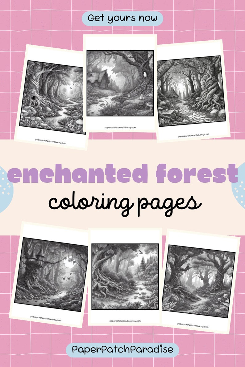 Enchanted Forest Coloring Pages Printable Grayscale Coloring Sheets ...