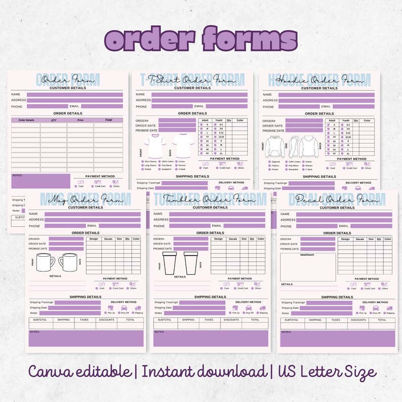 Order Form Bundle Template Printable Small Business Forms Canva ...