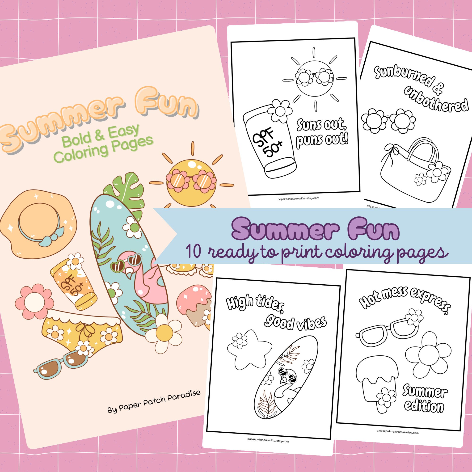 Bold and Easy Summer Coloring Pages Printable Cute Beach Coloring ...