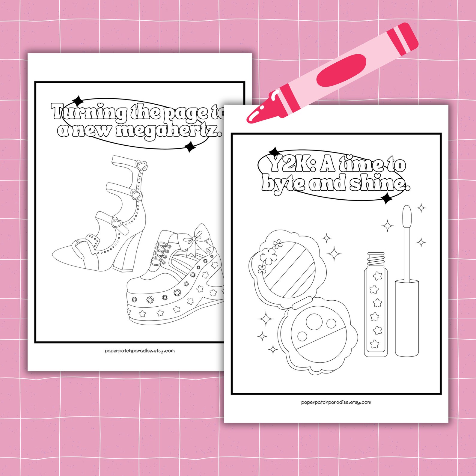 Bold and Easy Y2K Coloring Pages Printable Cute 2000s Fashion Coloring ...