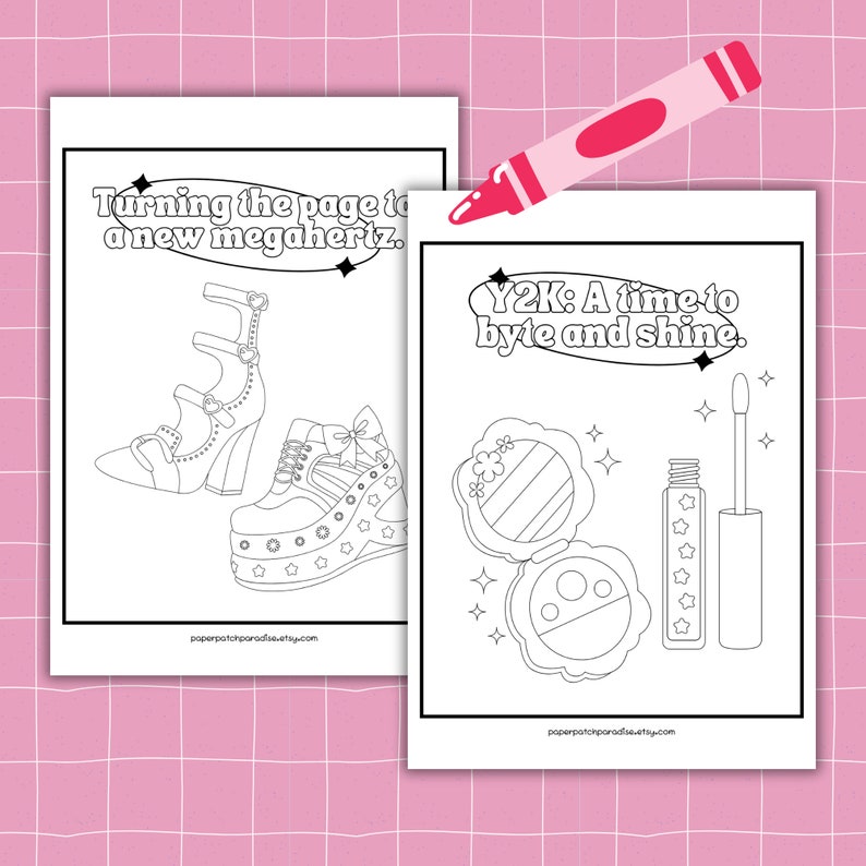 Bold and Easy Y2K Coloring Pages Printable Cute 2000s Fashion Coloring ...