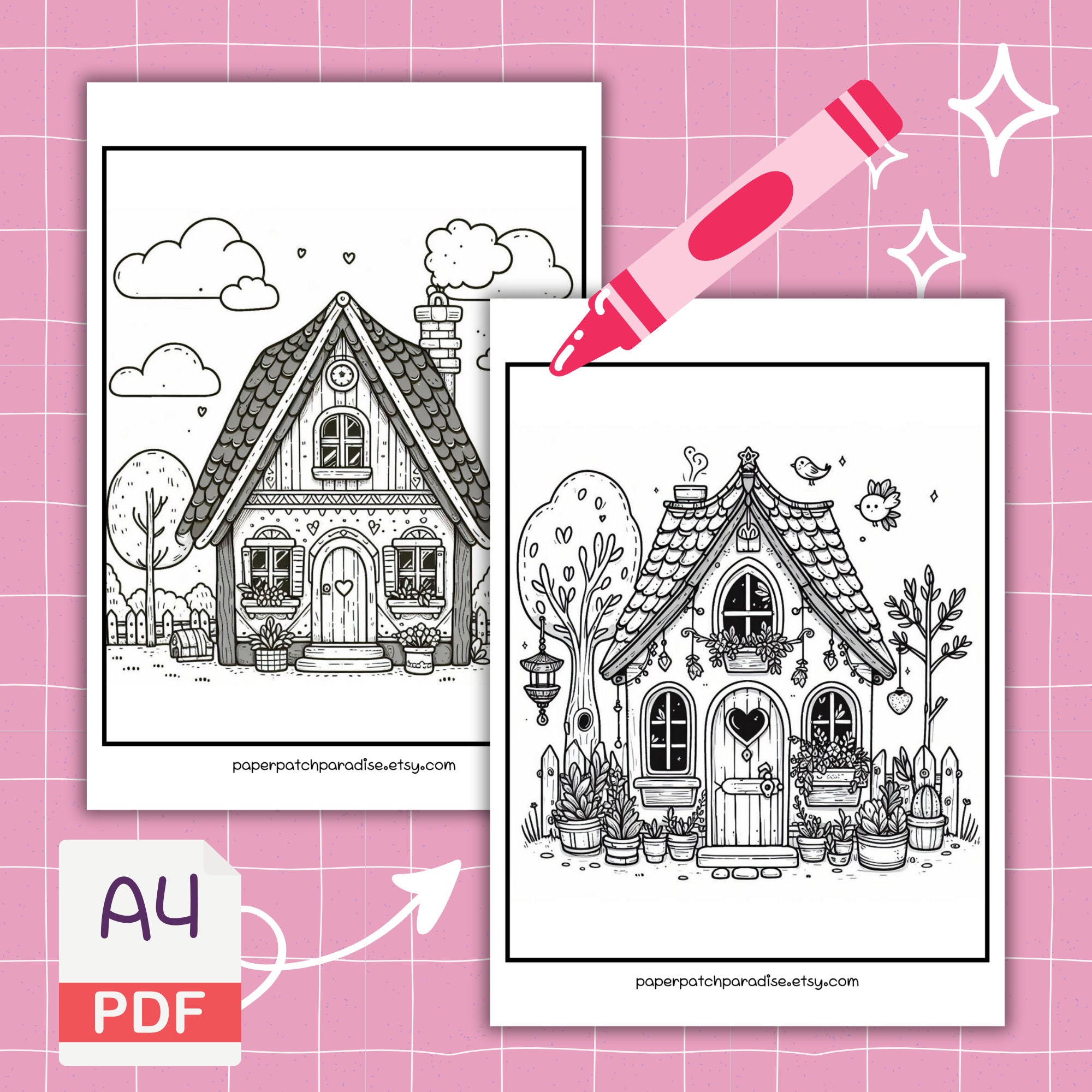 Pocket House Coloring Pages Printable Cute Tiny House Coloring Sheets ...