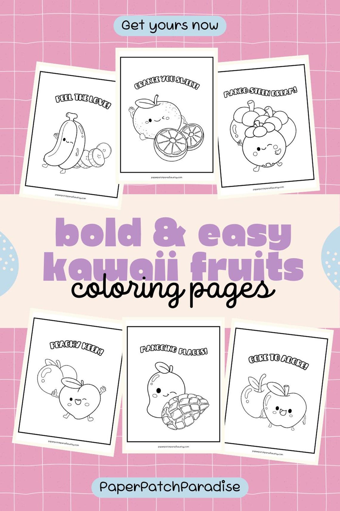 Bold and Easy Kawaii Fruits Coloring Pages Printable Cute Fruits ...