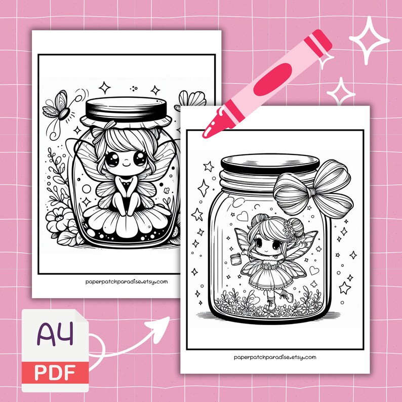 Fairy Lantern Coloring Pages Printable Kawaii Fairy in a Jar Coloring ...
