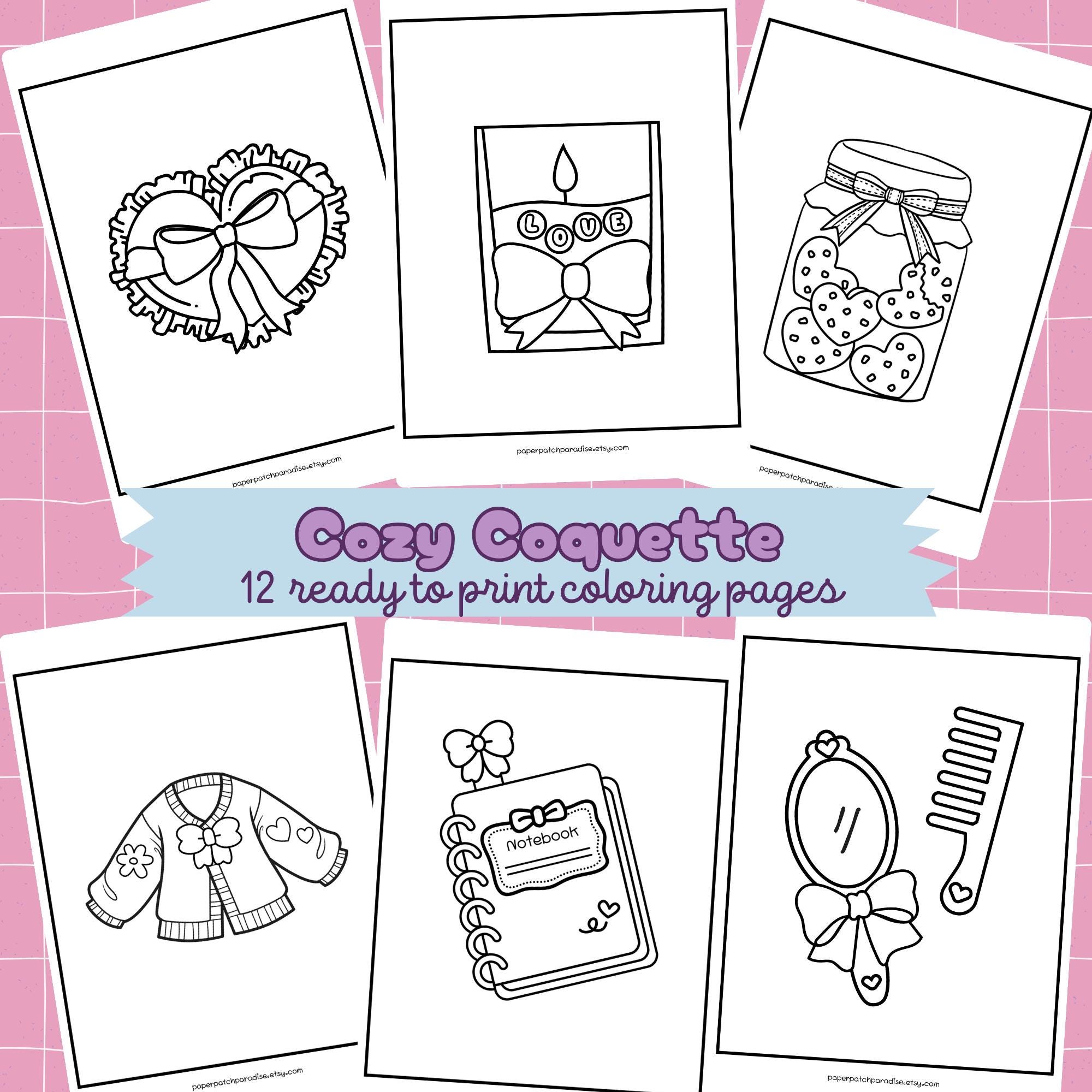 Cozy Coquette Coloring Pages Printable Cute Girly Coloring Sheets Bold ...
