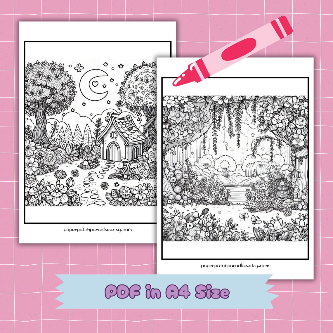 Enchanted Garden Coloring Pages Printable Grayscale Coloring Sheets ...
