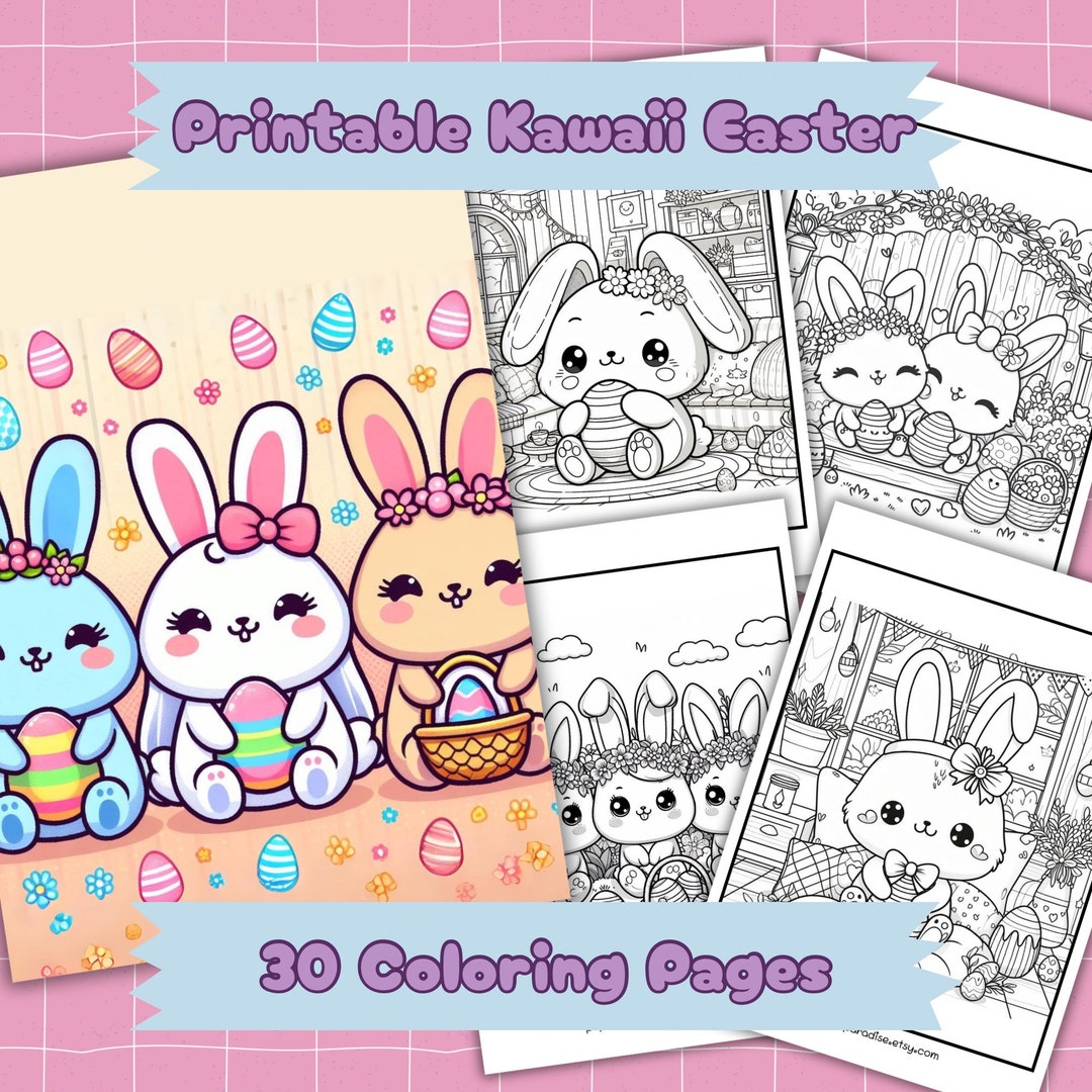 Kawaii Easter Coloring Pages Printable Easter Cute Bunny Coloring ...