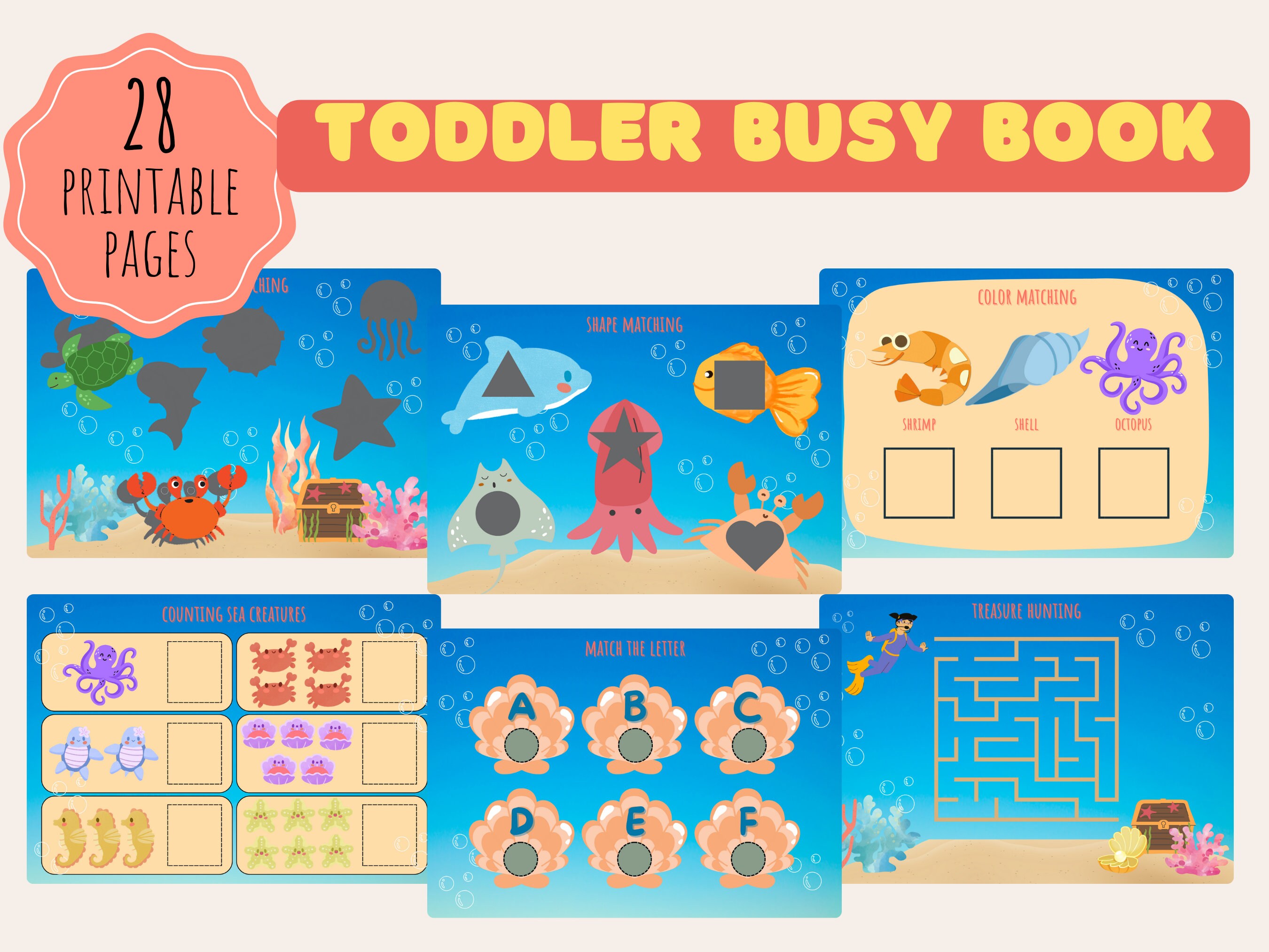 Toddle Busy Book Printable Busy Book Under the Sea Theme Busy Book ...